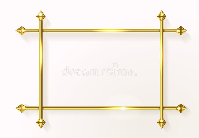 Rectangular Isolated Frame of Golden Color with Bright Shine, Design ...