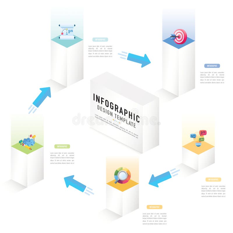 Rectangular Isometric Infographic for Business Presentation Stock Vector - Illustration of ...