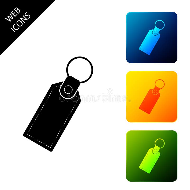 Rectangular Key Chain with Ring for Key Icon Isolated. Set Icons ...