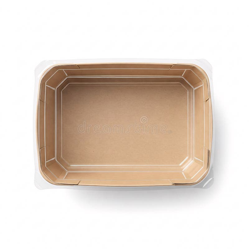 Rectangular Kraft Food Container with Transparent Lid, Top View ...