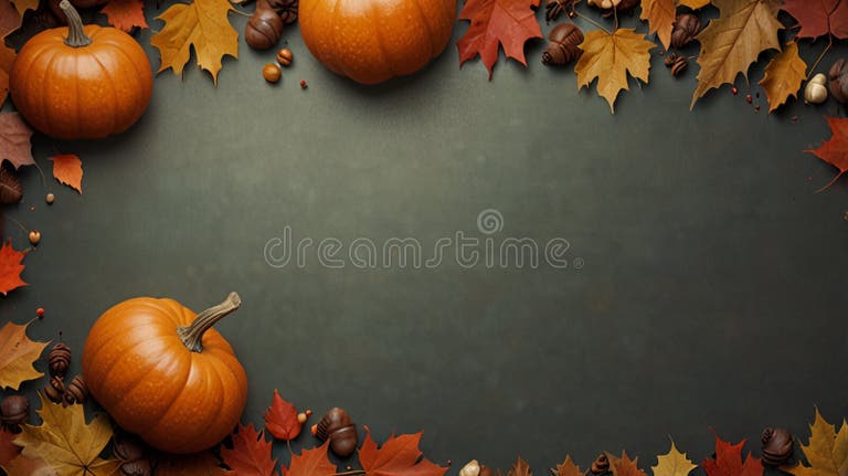 Rectangular Label No Text with a Simple Border of Tiny Pumpkins, Maple ...