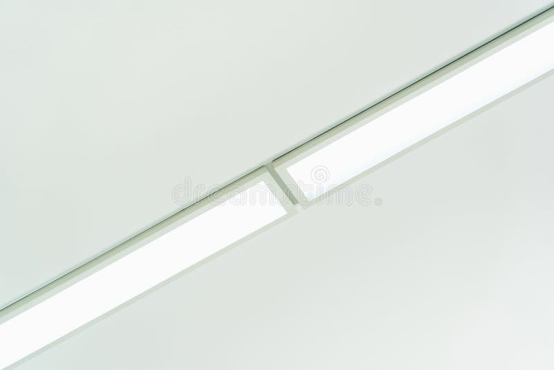 Rectangular LED Lights on a White Ceiling Stock Photo - Image of ...
