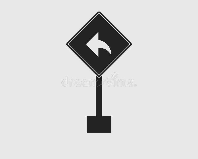 Rectangular Left Turn Arrow Sign Icon of Highway Stock Vector ...