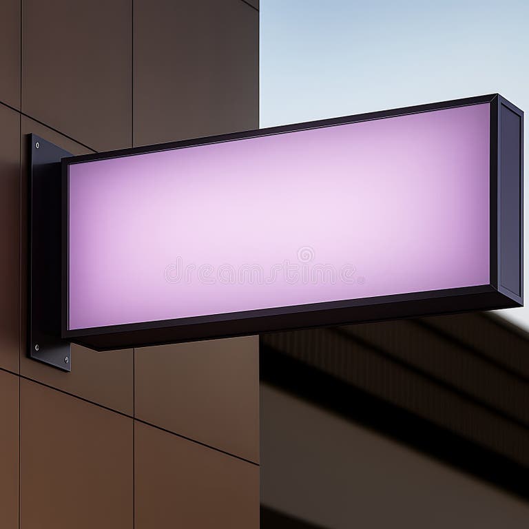 Rectangular Light Box Sign Mockup on Building Wall, Blank Outdoor ...