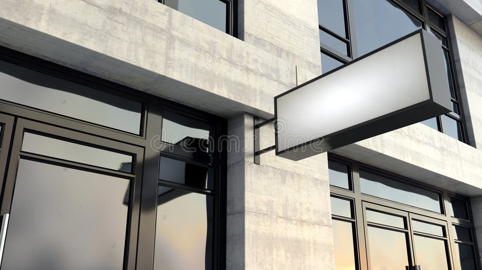 Rectangular Lightbox Sign Outside Shop Facade Stock Illustration ...