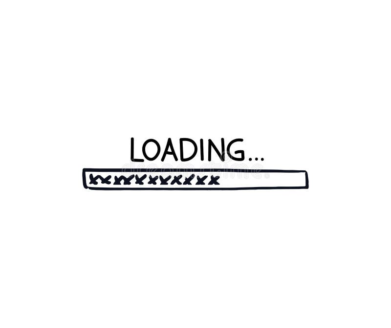 Rectangular Loading Bar Sketch. Doodle Thin Download Bar Filled with ...