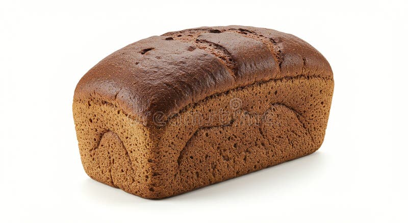 A Rectangular Loaf of Dark Brown, Porous Bread Resting on a Plain ...