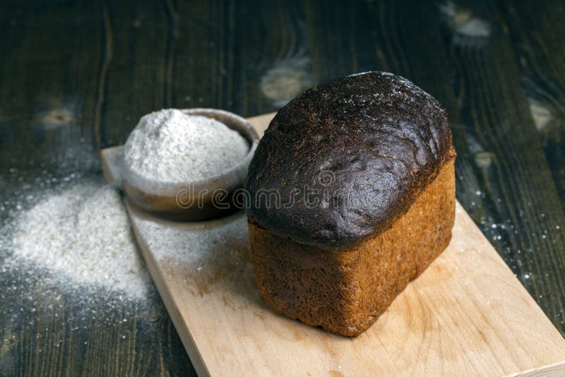 Rectangular Loaf of Rye Flour Bread Stock Photo - Image of traditional ...