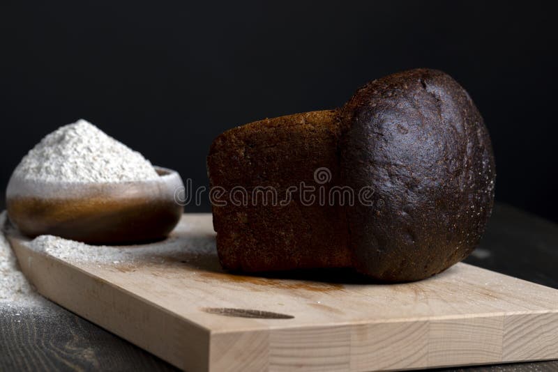 Rectangular Loaf of Rye Flour Bread Stock Image - Image of sour, crisp ...