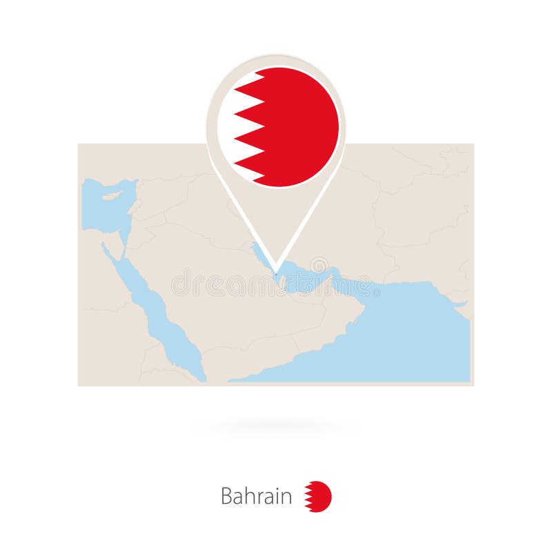 Rectangular Map of Bahrain with Pin Icon of Bahrain Stock Vector ...