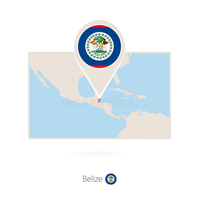 Rectangular Map of Belize with Pin Icon of Belize Stock Vector ...