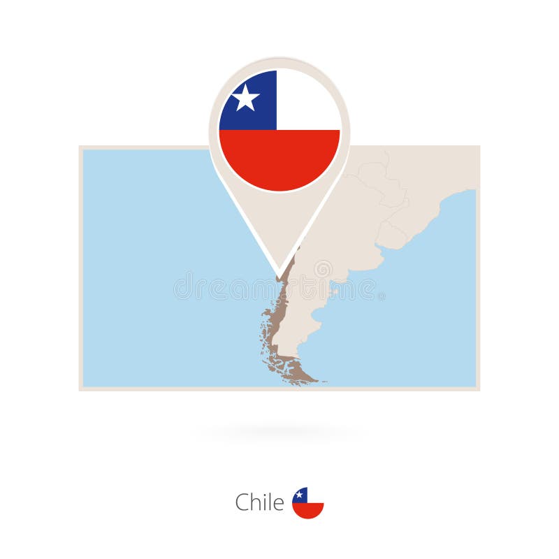 Rectangular Map of Chile with Pin Icon of Chile Stock Vector ...