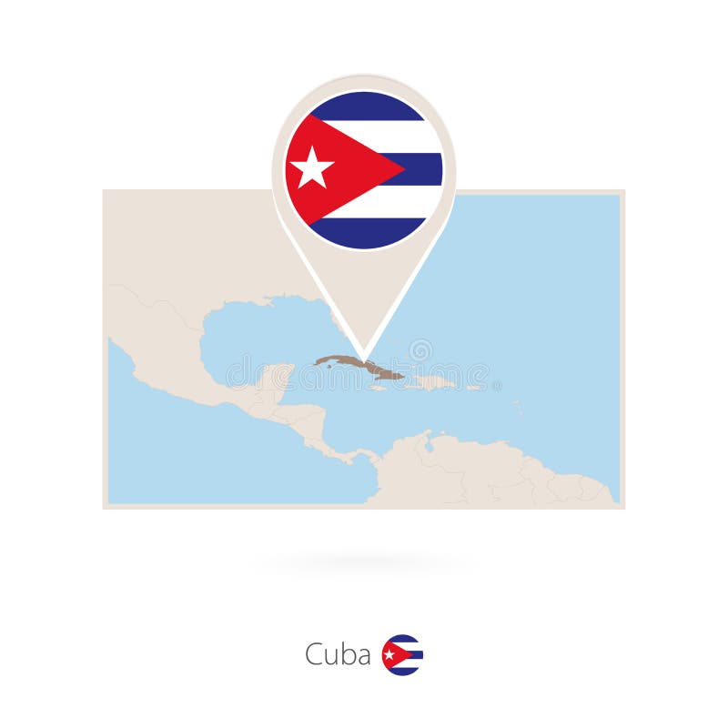 Rectangular Map of Cuba with Pin Icon of Cuba Stock Vector ...