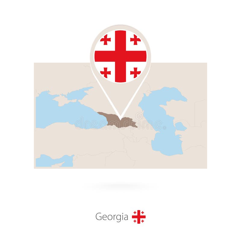 Rectangular Map of Georgia with Pin Icon of Georgia Stock Vector ...