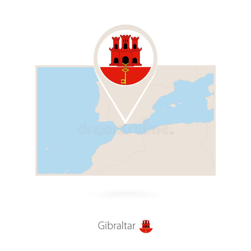 Rectangular Map of Gibraltar with Pin Icon of Gibraltar Stock Vector ...