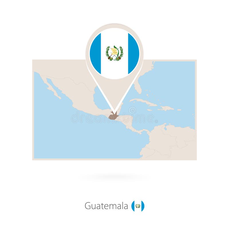 Rectangular Map of Guatemala with Pin Icon of Guatemala Stock Vector ...