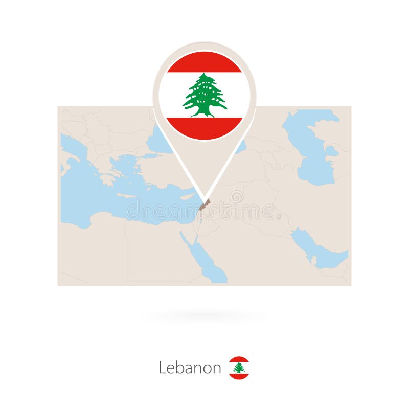 Rectangular Map of Lebanon with Pin Icon of Lebanon Stock Vector ...