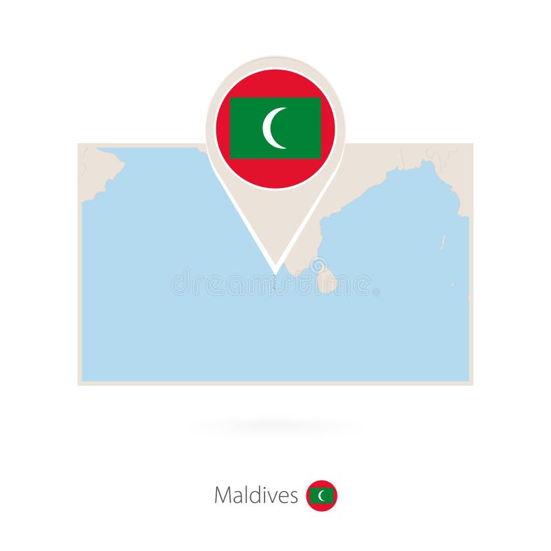 Rectangular Map of Maldives with Pin Icon of Maldives Stock Vector ...