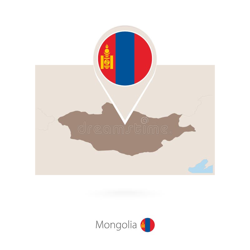 Rectangular Map of Mongolia with Pin Icon of Mongolia Stock Vector ...