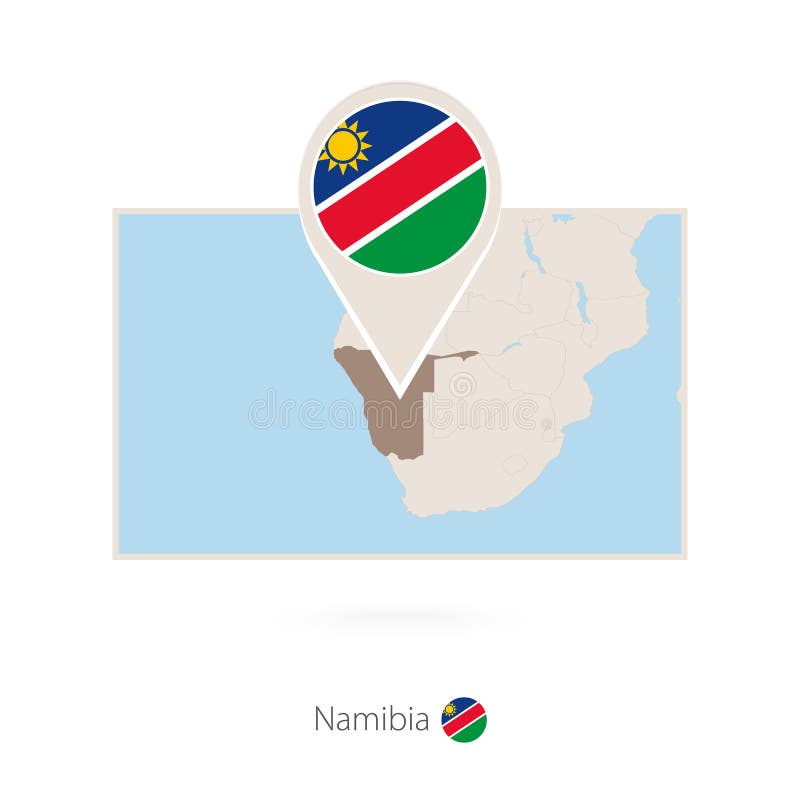 Rectangular Map of Namibia with Pin Icon of Namibia Stock Vector ...
