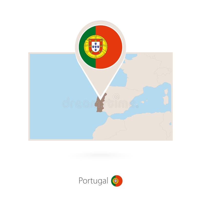 Rectangular Map of Portugal with Pin Icon of Portugal Stock Vector ...