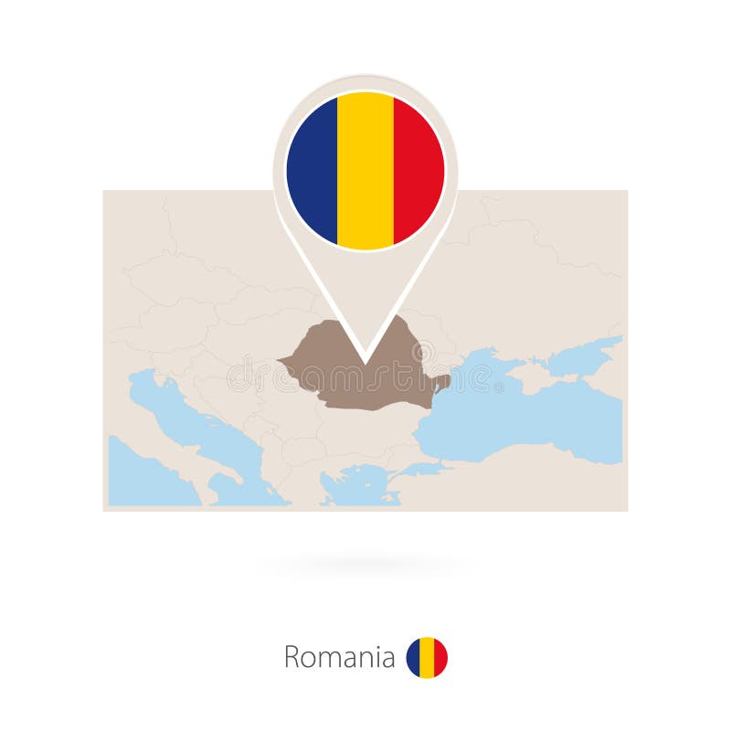 Rectangular Map of Romania with Pin Icon of Romania Stock Vector ...