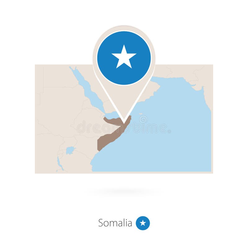 Rectangular Map of Somalia with Pin Icon of Somalia Stock Vector ...