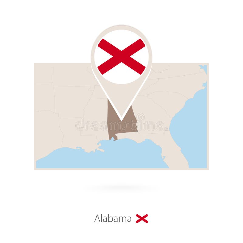 Rectangular Map of US State Alabama with Pin Icon of Alabama Stock ...