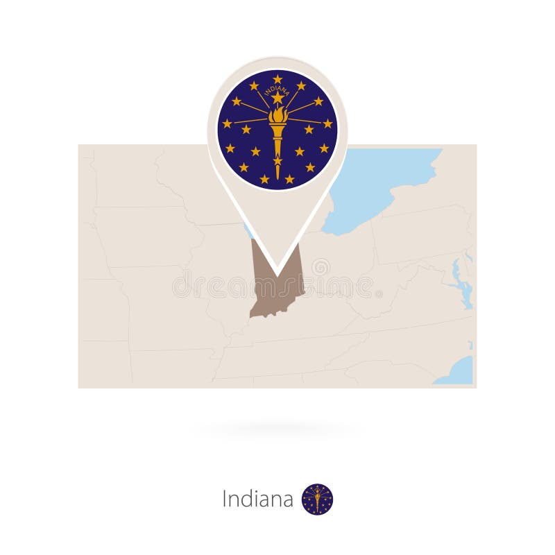 Rectangular Map of US State Indiana with Pin Icon of Indiana Stock ...