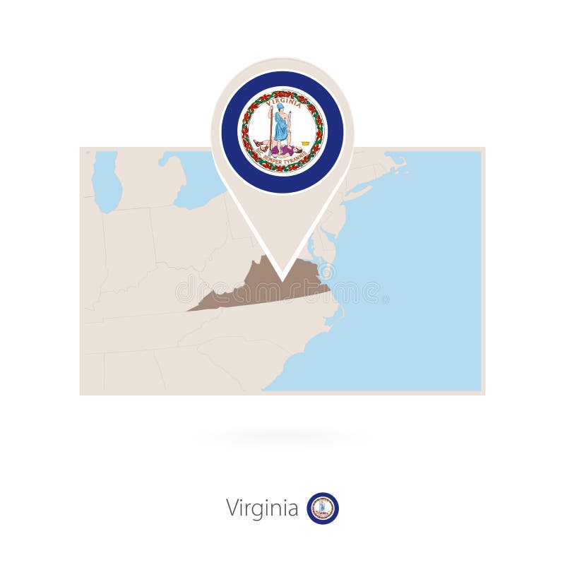 Rectangular Map of US State Virginia with Pin Icon of Virginia Stock ...