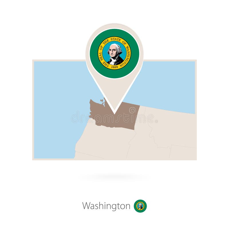 Rectangular Map of US State Washington with Pin Icon of Washington ...