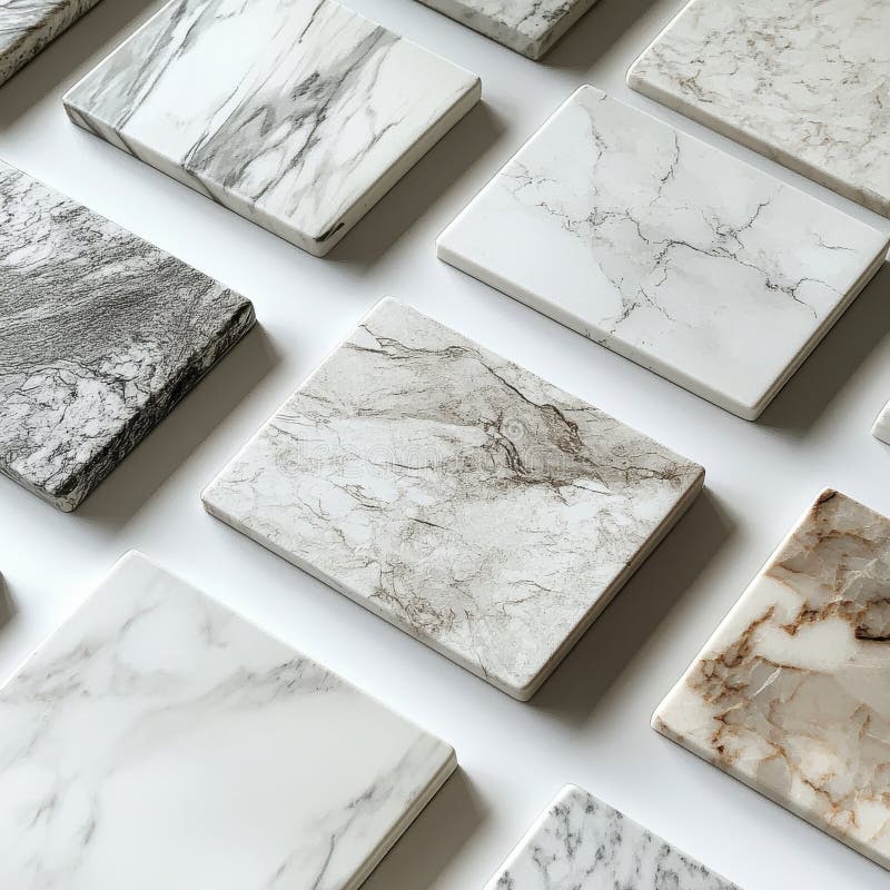 Rectangular Marble Samples in White, Gray, and Beige Stock Illustration ...