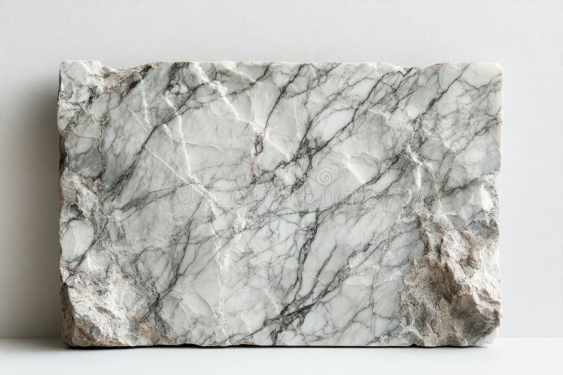 Rectangular Marble Slab with Intricate Veins and Rough Edges, Creating ...