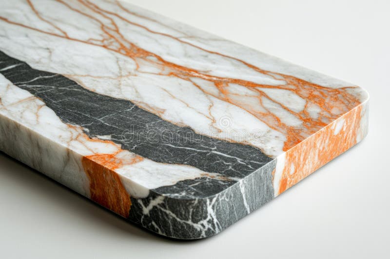 Rectangular Marble Slab with Rounded Corners Showcasing Intricate ...