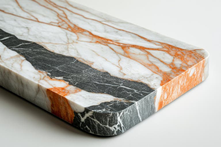 Rectangular Marble Slab with Rounded Corners Showcasing Intricate ...