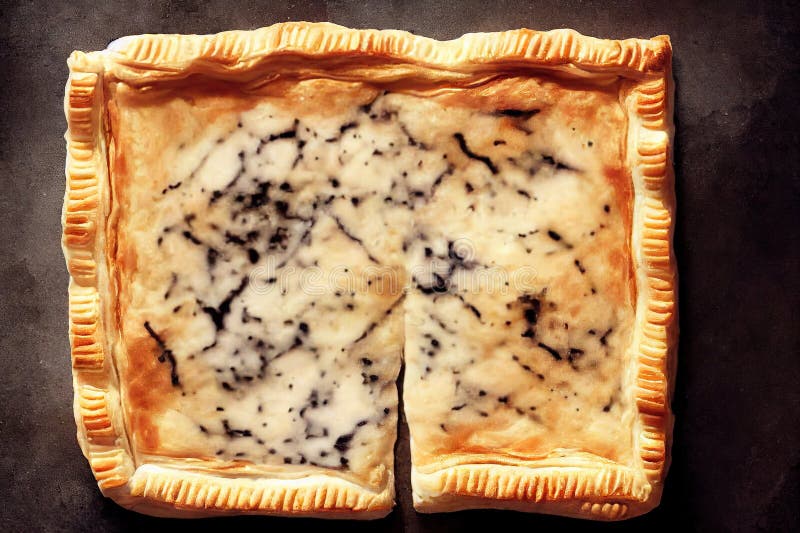 Rectangular Meat Pie with Pigtail Decoration Around Edges Stock Photo ...