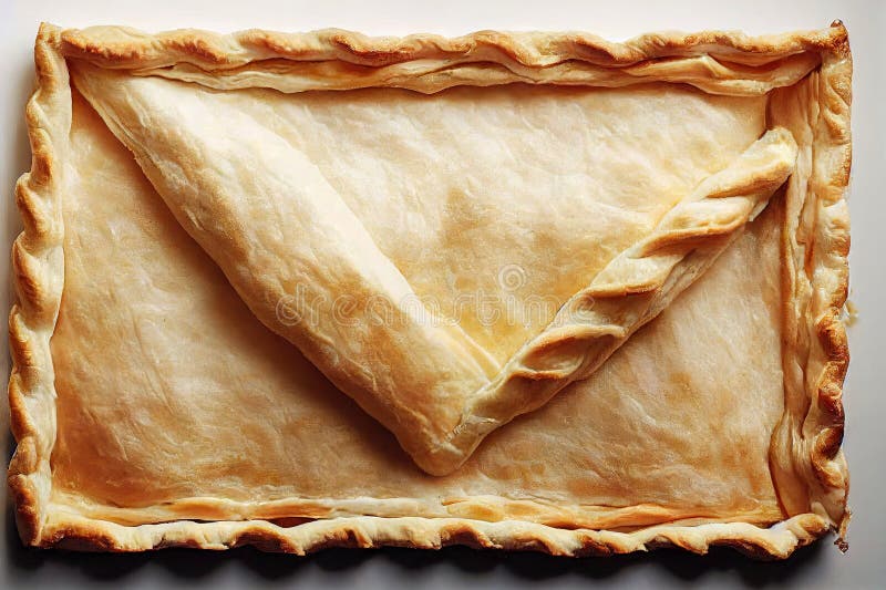 Rectangular Meat Pie with Pigtail Decoration Around Edges Stock ...