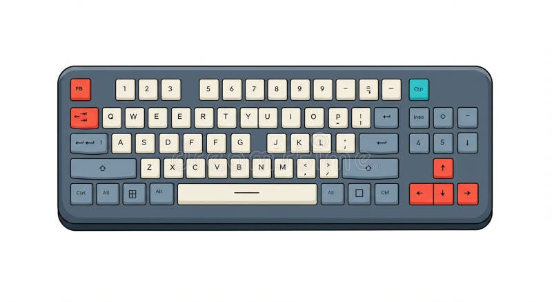 Rectangular Mechanical Keyboard with a Dark Gray Base. Cream-colored ...