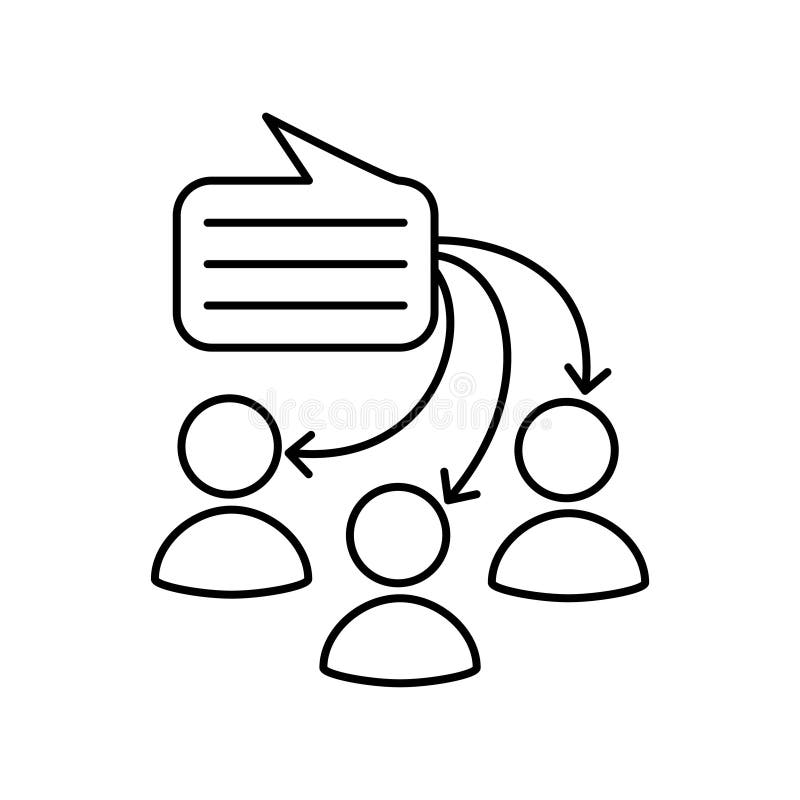 Rectangular Message Cloud Informs Several People Silhouettes Stock ...