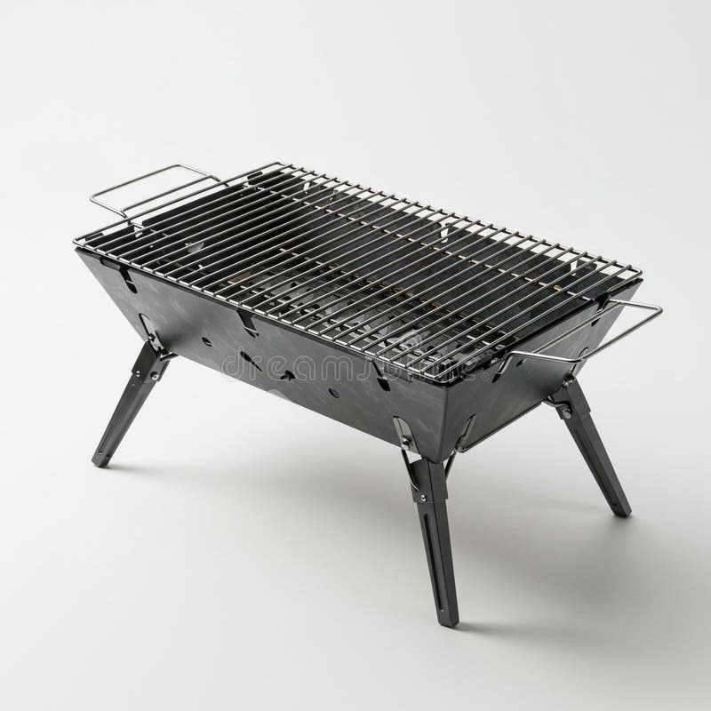 Rectangular Metal Charcoal Grill with Foldable Legs, Designed for ...