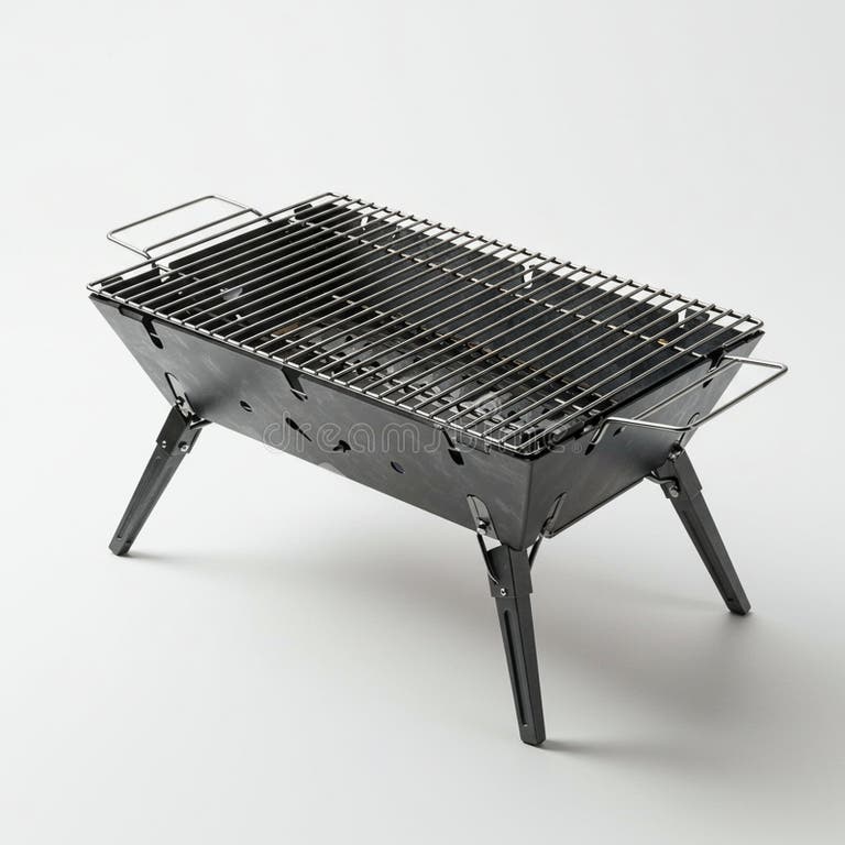 Rectangular Metal Charcoal Grill with Foldable Legs, Designed for ...