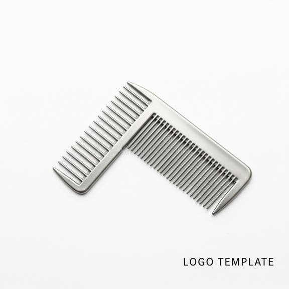 Rectangular Metal Comb with Two Sections of Teeth, Arranged in a Right ...