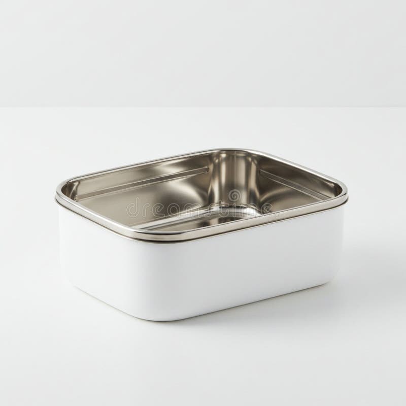 A Rectangular Metal Container with Rounded Edges and a Reflective ...