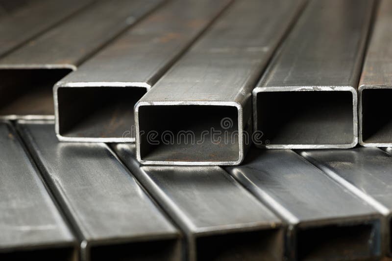 Rectangular metal pipes stock image. Image of metal - 100886867