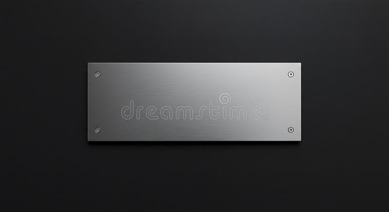Rectangular Metal Plaque with a Brushed Finish, Mounted on a Dark ...