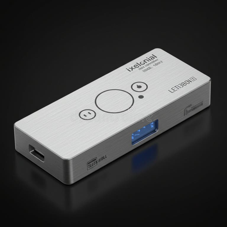 Rectangular Metallic Device with a Sleek Design, Featuring Multiple ...