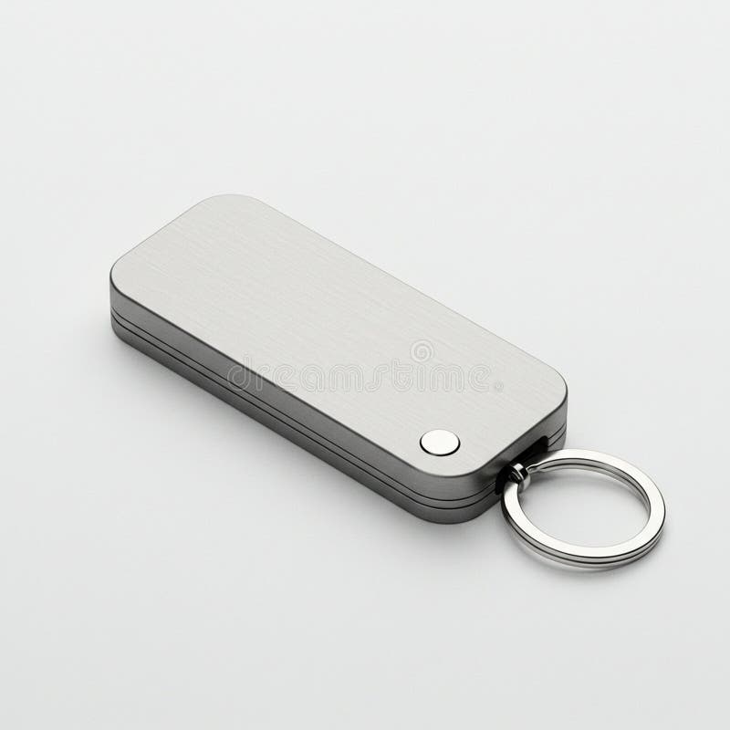 Rectangular Metallic Keychain with a Smooth, Brushed Finish and Rounded ...