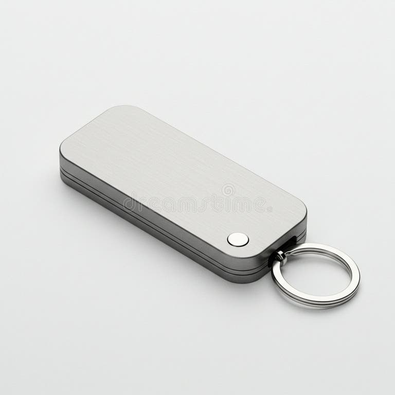 Rectangular Metallic Keychain with a Smooth, Brushed Finish and Rounded ...