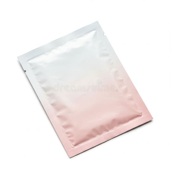 Rectangular, Metallic-looking Sachet with a Light Pink Gradient, Sealed ...