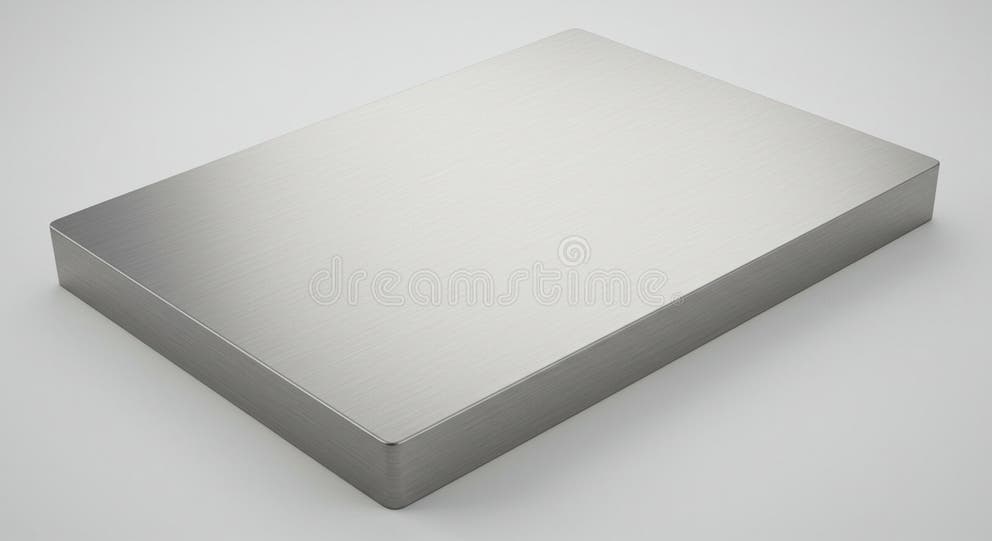 Rectangular Metallic Object with a Smooth, Brushed Surface and Sharp ...